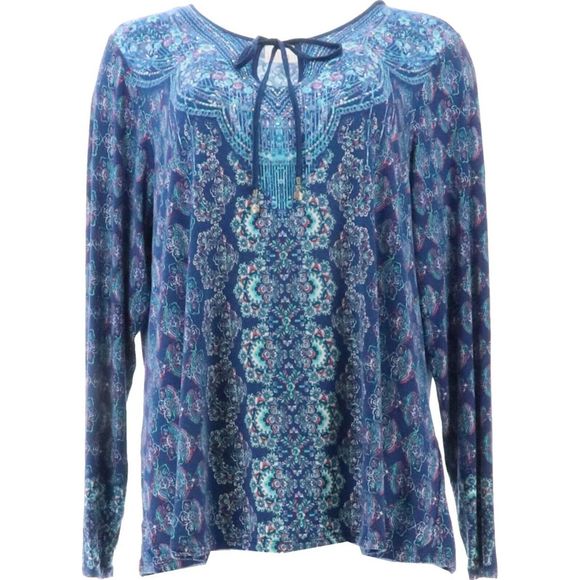 Belle by Kim Gravel | Tops | Belle Kim Gravel Printed Knit Top Beaded ...